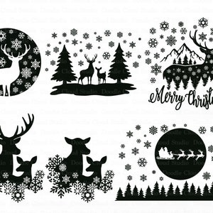 Deer SVG, Winter Scene With Deer Bundle SVG, Christmas Scene With Deer ...