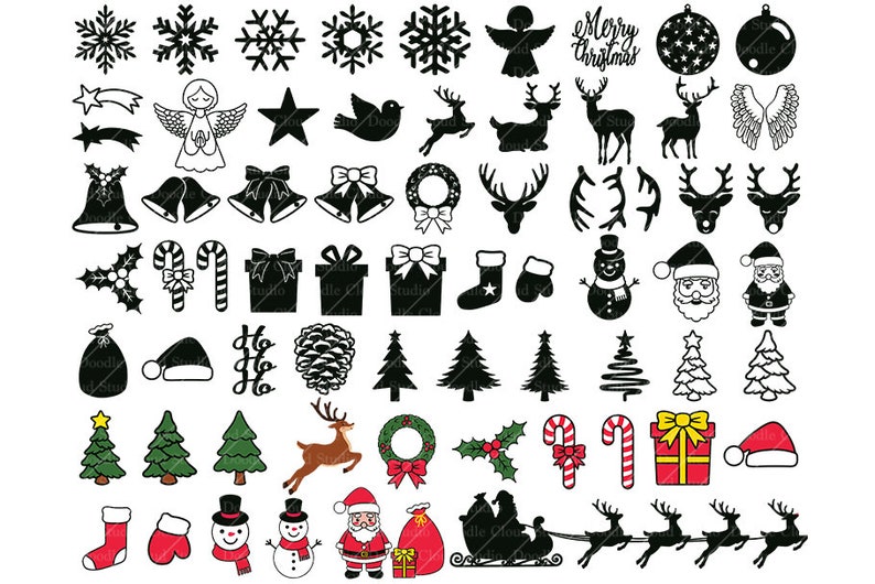 65 Christmas Ornaments Elements SVG Files for Silhouette Cameo and ...