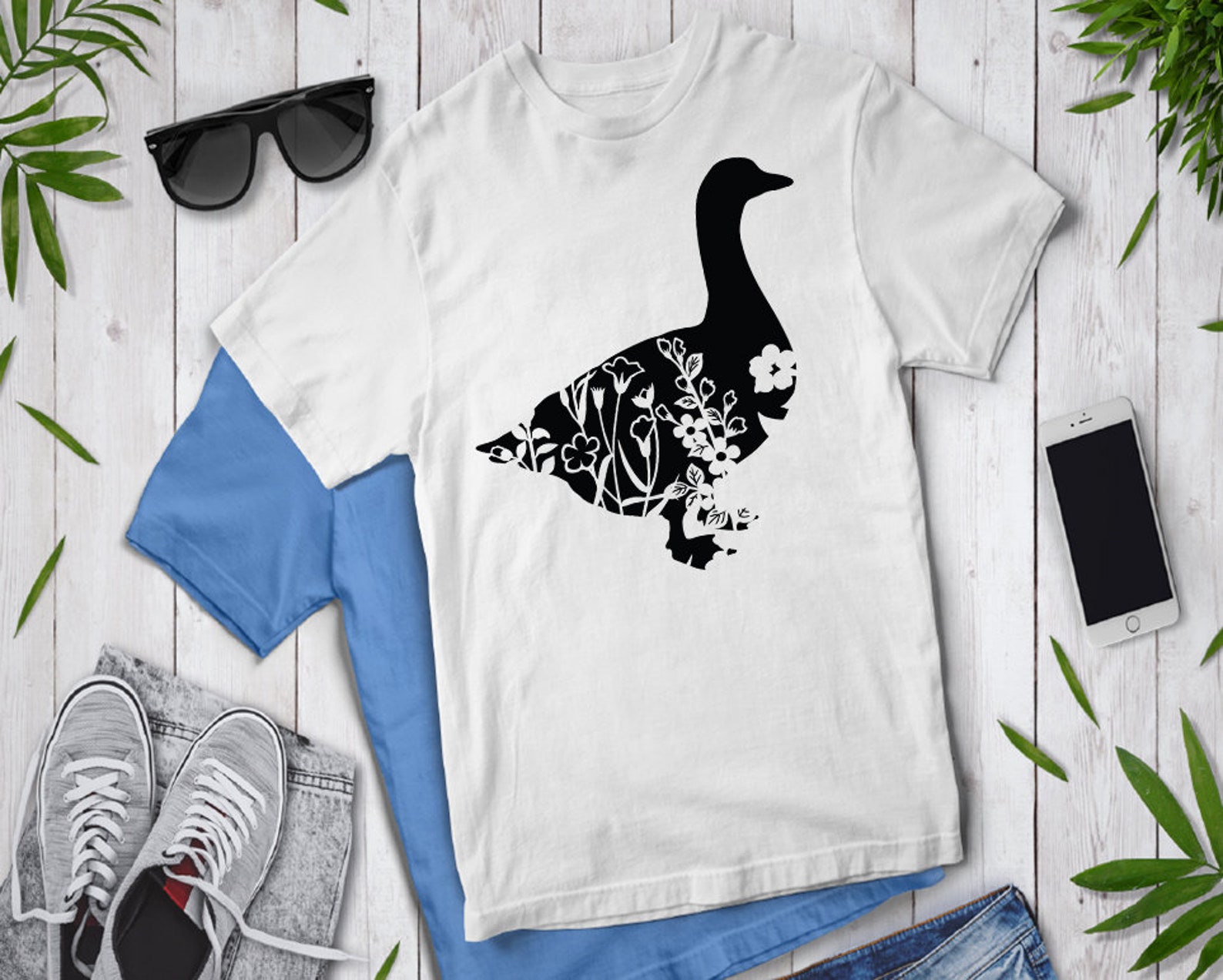 Goose SVG Floral Goose SVG Files for Silhouette Cameo and - Etsy