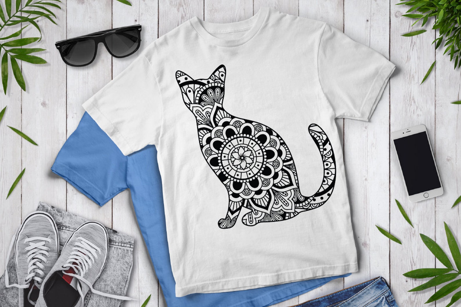 Cat SVG Cat Mandala SVG Files for Silhouette Cameo and | Etsy