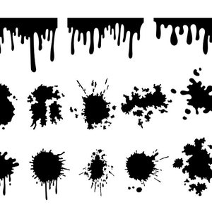 Splatter Stencil, Paint Splatter Bundle, Dripping Paint Digital Stencil ...