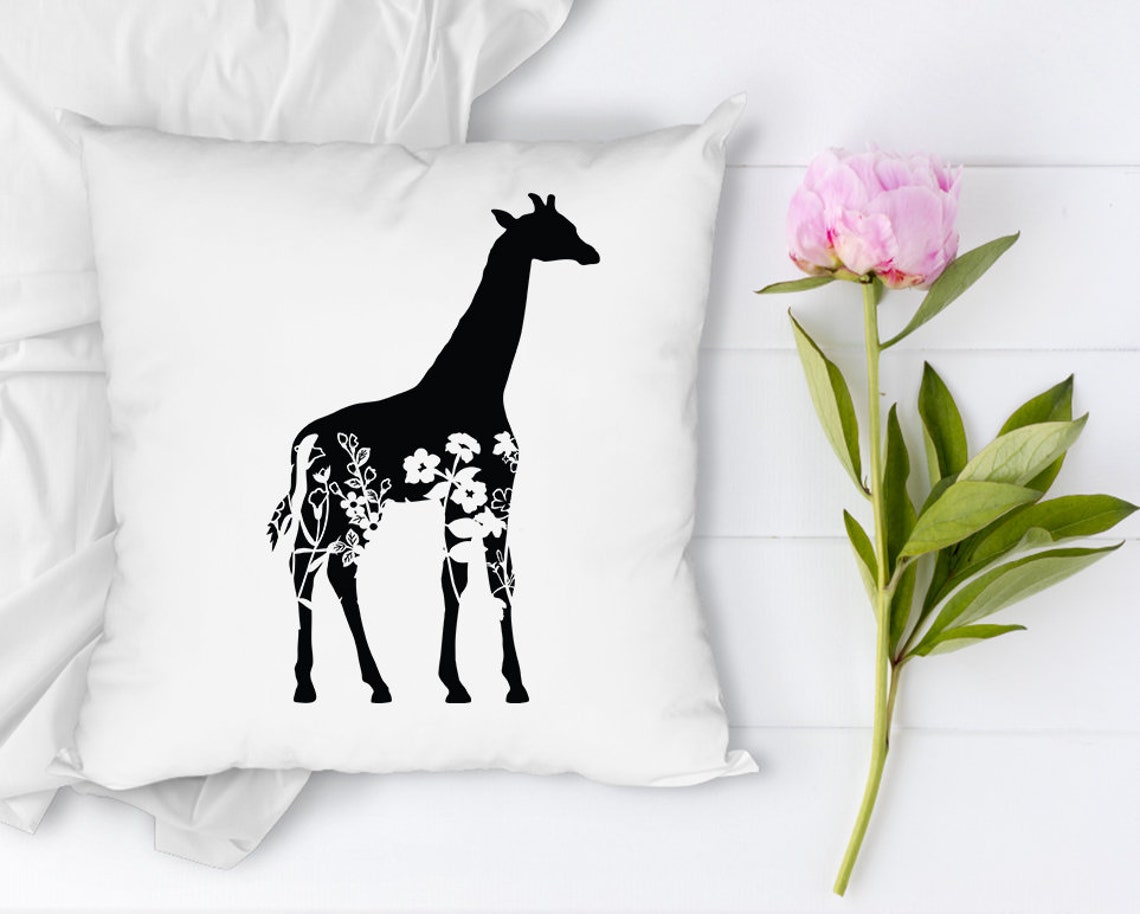 Giraffe SVG Floral Giraffe SVG Files for Silhouette Cameo and | Etsy