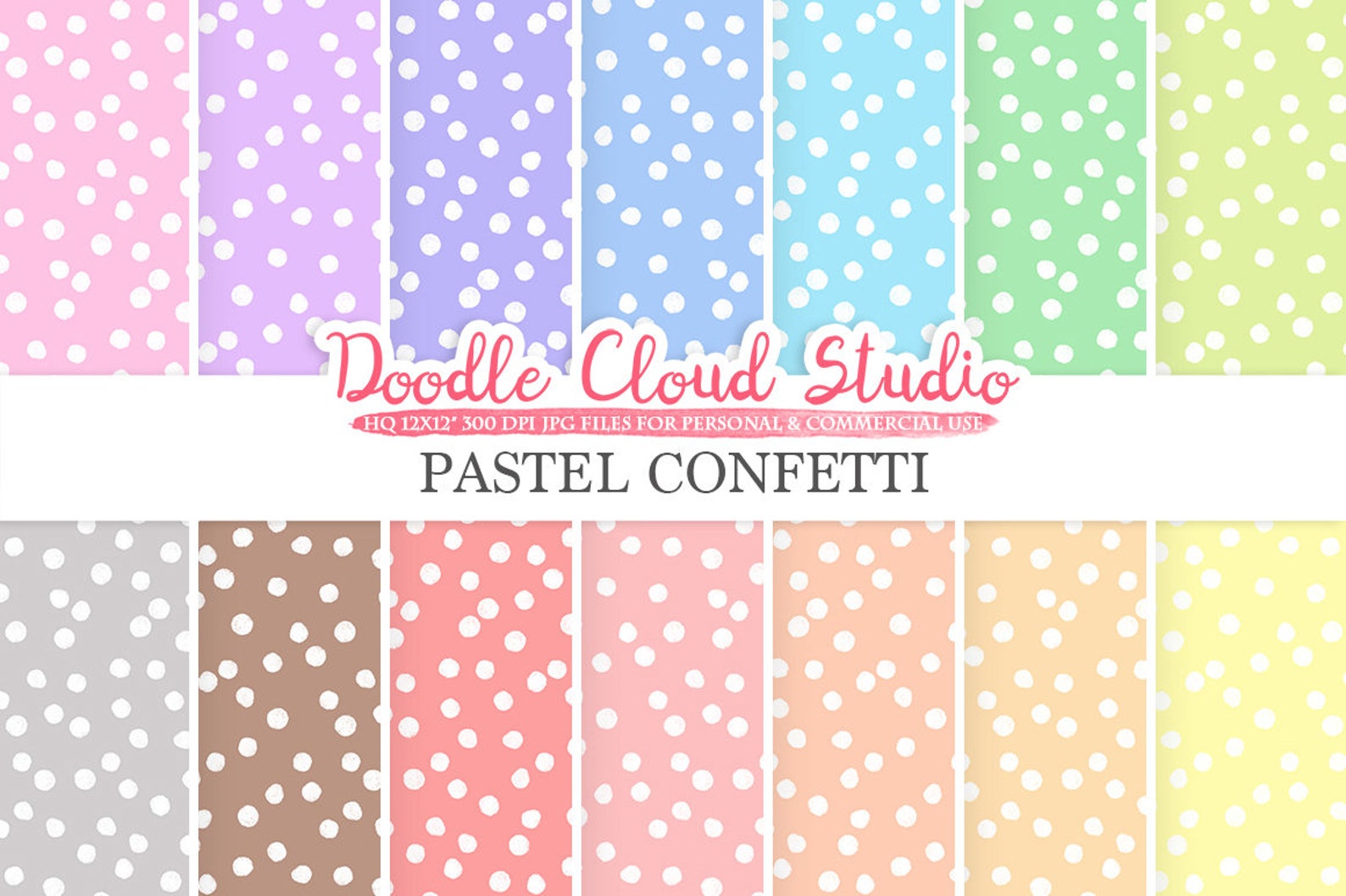 Pastel Confetti Digital Paper Snow Patterns Digital | Etsy
