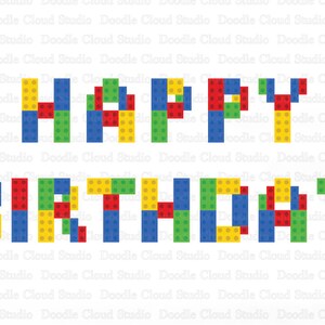Happy Birthday Alphabet SVG Building Blocks Alphabet | Etsy