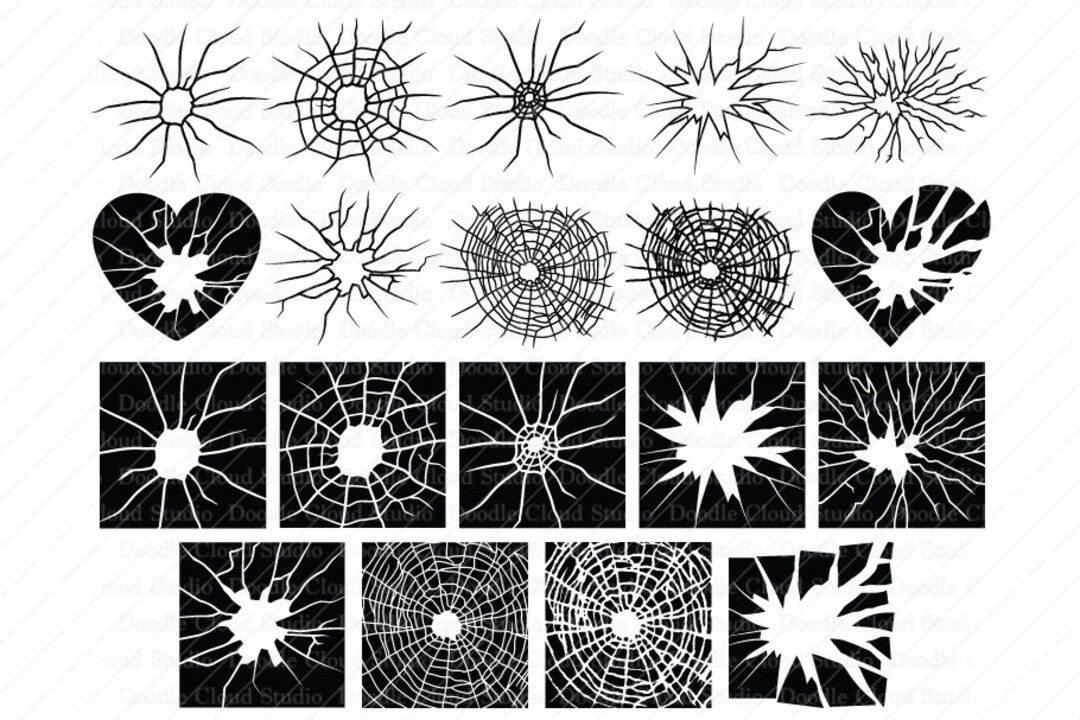 Cracked Glass SVG Bundle, Shattered Screen Clipart - Etsy