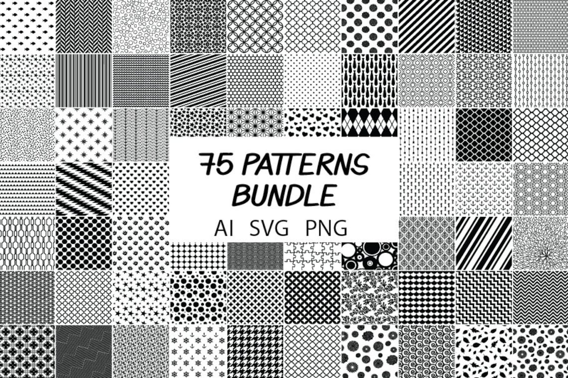 75 Patterns SVG Bundle Background Pattern SVG Cut Files for - Etsy