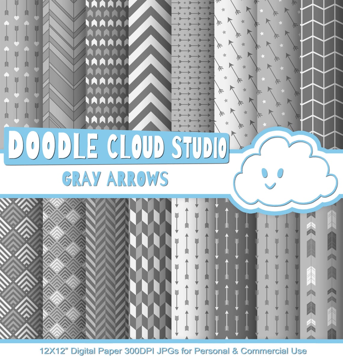Gray Arrows Digital Paper Grey Arrow Patterns Tribal - Etsy