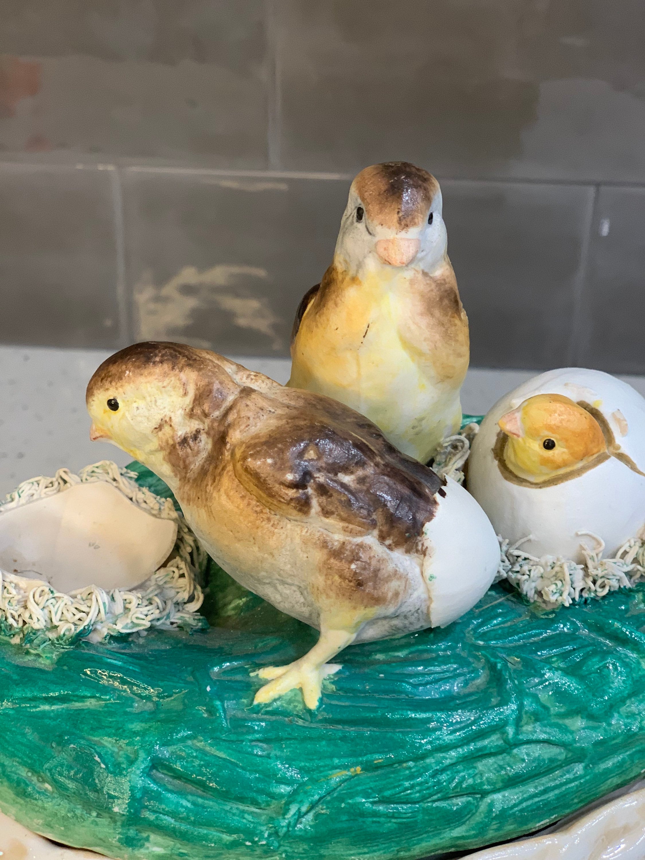 Stunning RARE Antique Hard Paste Chicks on Nest - Etsy