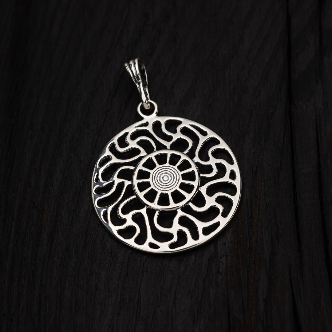 Silver Prussian Sun Symbol Pendant | Baltic Pagan Jewelry - Etsy