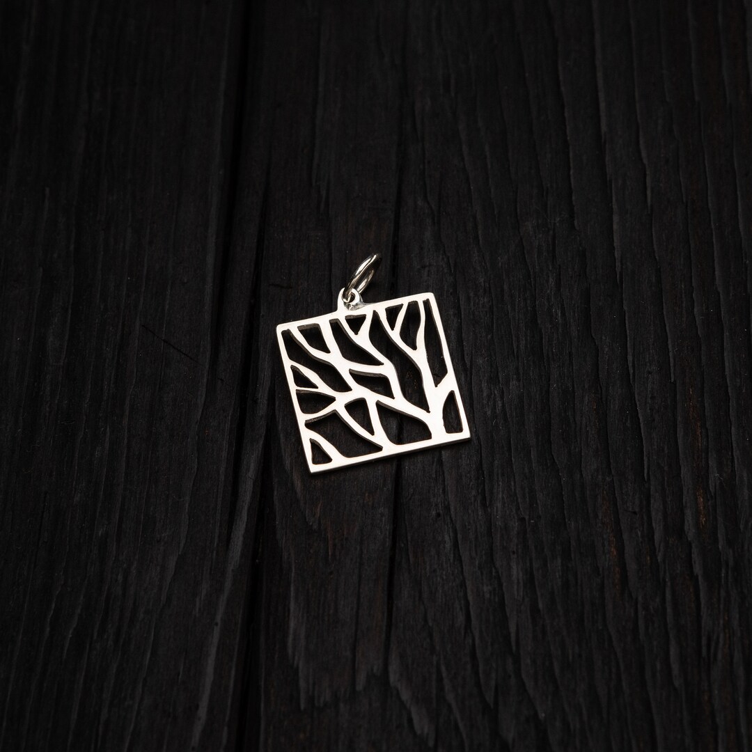Small Square Tree of Life Silver Pendant Forest, Nature Inspired Silver ...
