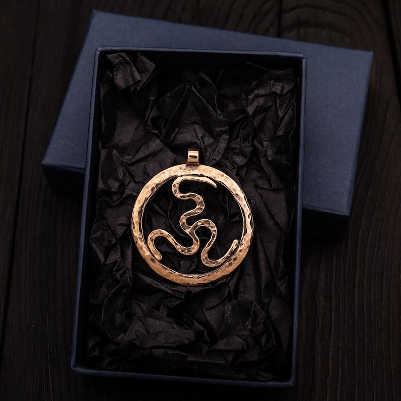 Bronze Three Snakes Sun Pendant | Baltic Pagan Jewelry - Etsy