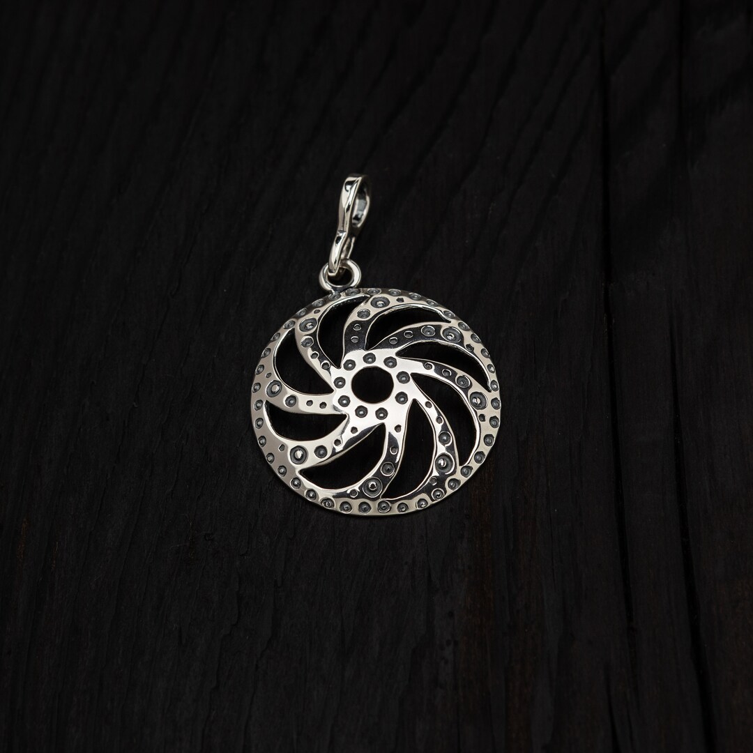 Sterling Silver Latvian Sun Symbol Necklace Pendant, Silver Boho ...