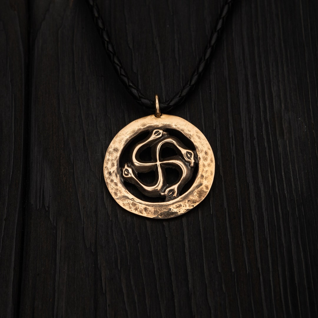 Bronze Four Grasssnakes Pendant Firecross Pendant Baltic Symbol Pendant ...