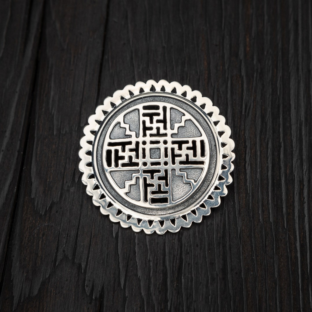 Sterling Silver Baltic Sun Brooch, Archeological Jewelry, Large Silver ...