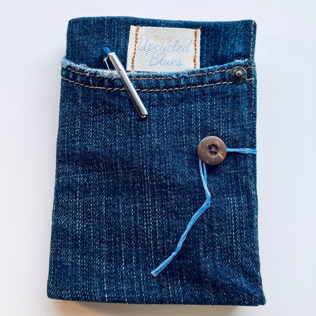 Upcycled Blues Denim Memo Book Cover - Etsy