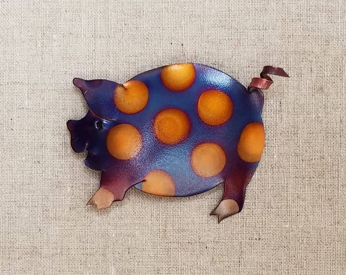 Flame Painted Copper Pig, Pin - Etsy