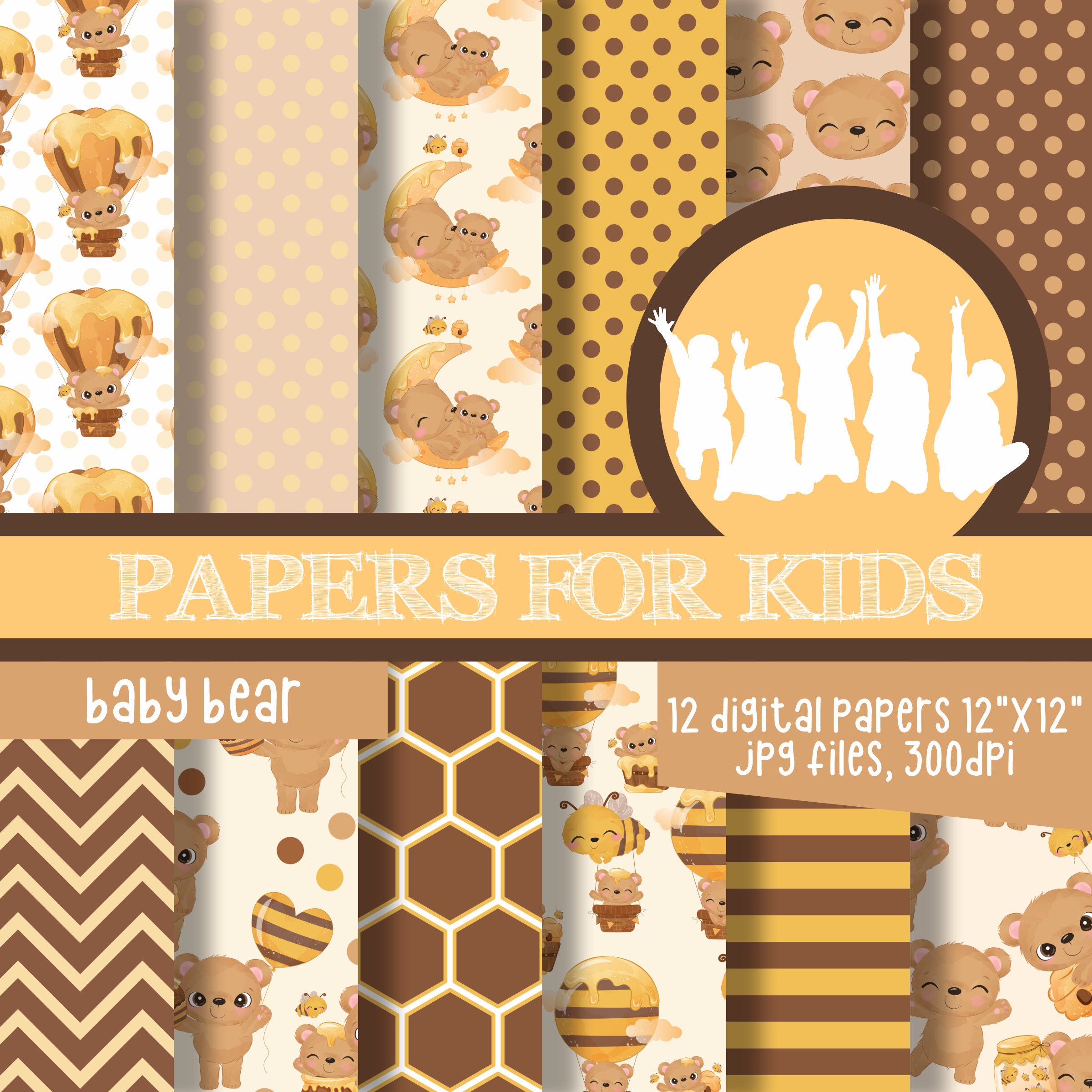 Baby Bear Digital Paper Baby Shower Baby Bear Background | Etsy