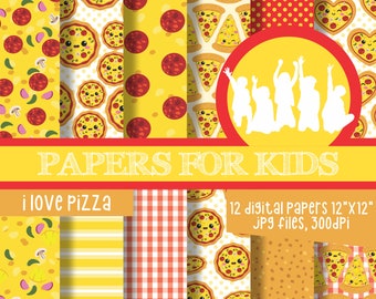 Pizza Party Digital Papers - Etsy