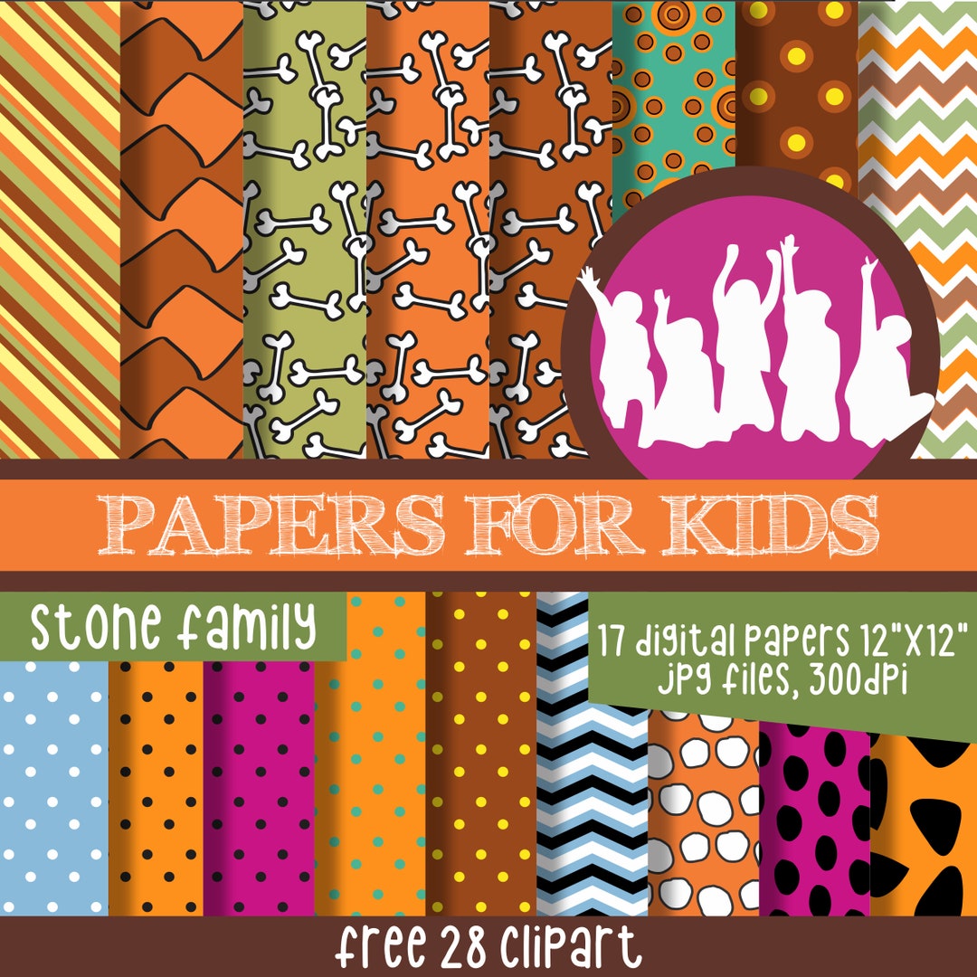 Family, Stone Age, Digital Paper, Birthday, Backgrounds for Invitations ...