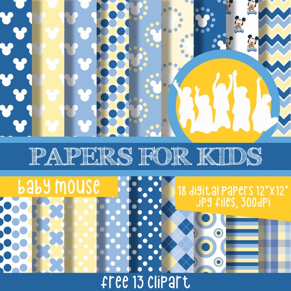Mickey Mouse Baby Digital Papers - Etsy
