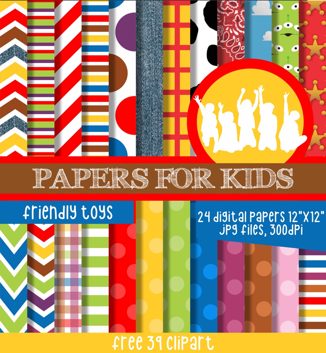 Friendly Toys, Digital Papers, Cowboy, Cowgirl, Space Man, Pig ...