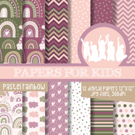 Purple and Pink Rainbow Digital Paper Birthday Pink and - Etsy