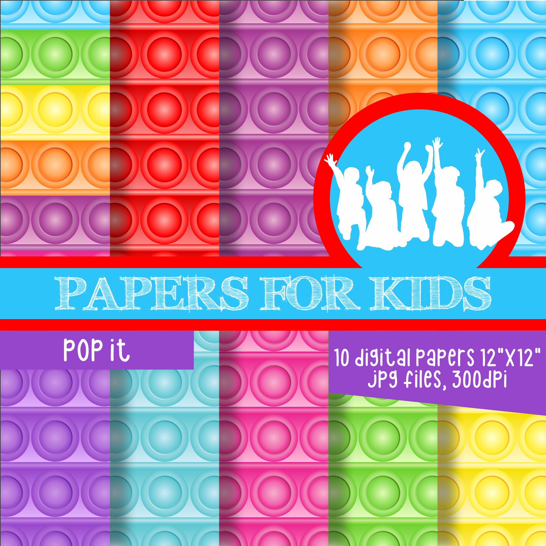 Pop It Digital Paper Birthday Pop It Background Pop It | Etsy