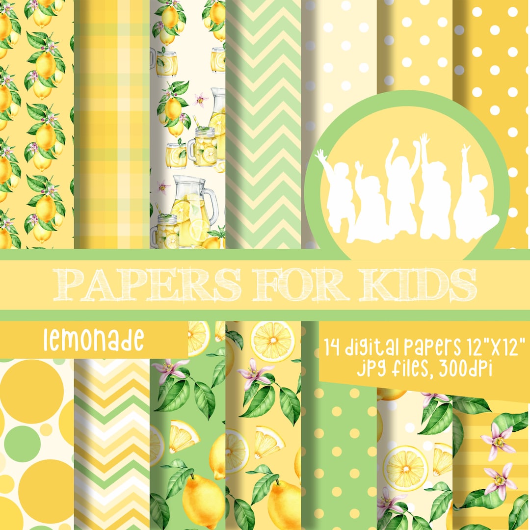 Lemonade, Digital Paper, Birthday, Lemon Background, Lemonade ...