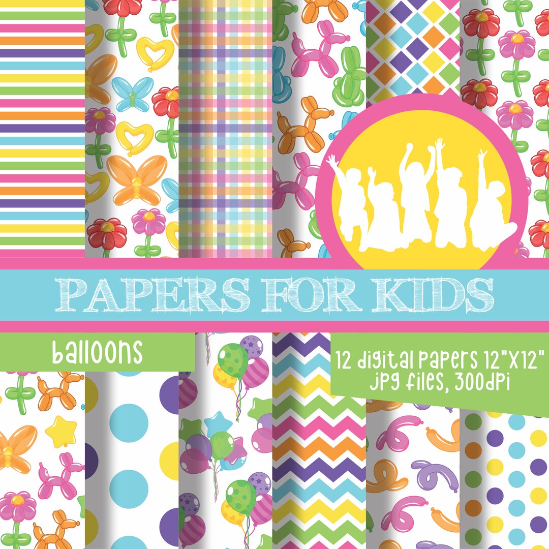 Balloons, Digital Paper, Birthday, Balloons Background, Colorful ...