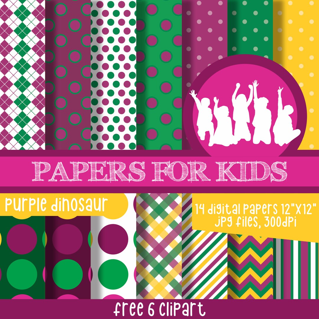 Purple Dinosaur, Digital Papers, Kids, Background, Birthday, Dinosaur ...
