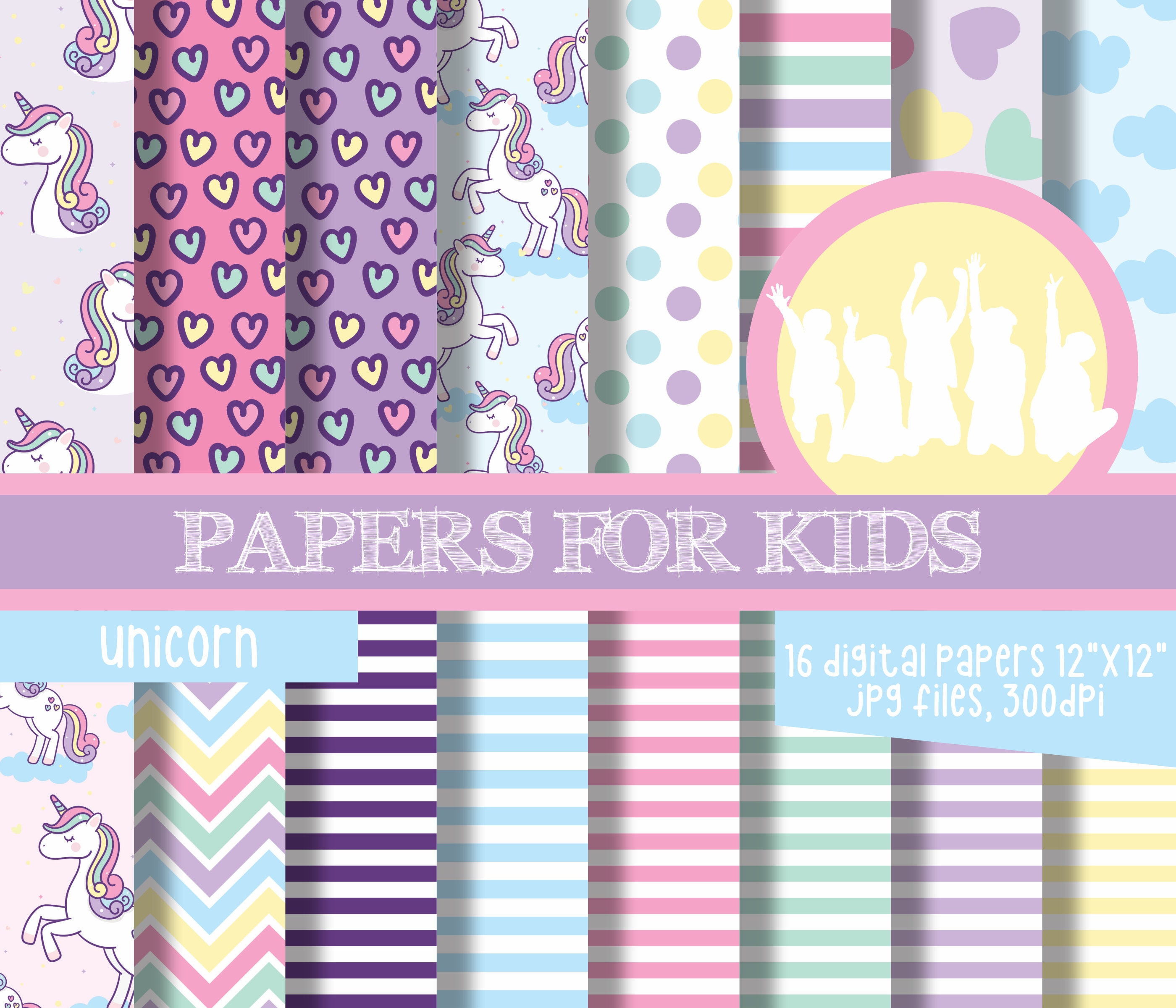 Unicorn, Digital Paper, Birthday, Unicorn Background, Unicorn Party ...