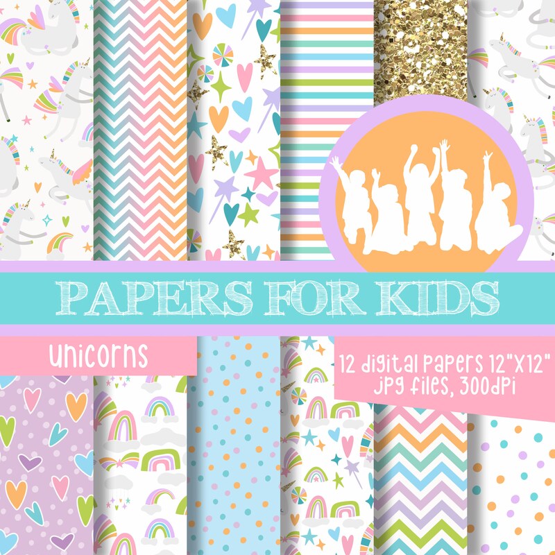 Unicorn Digital Paper - Etsy