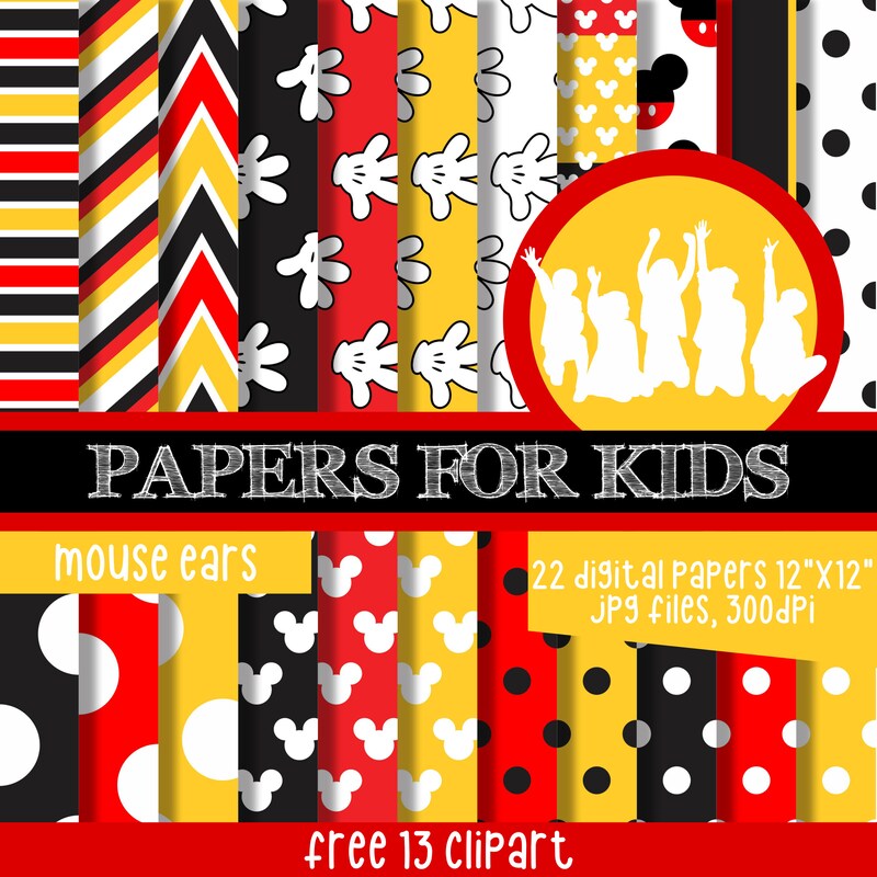 Digital Paper Mickey Mouse - Etsy