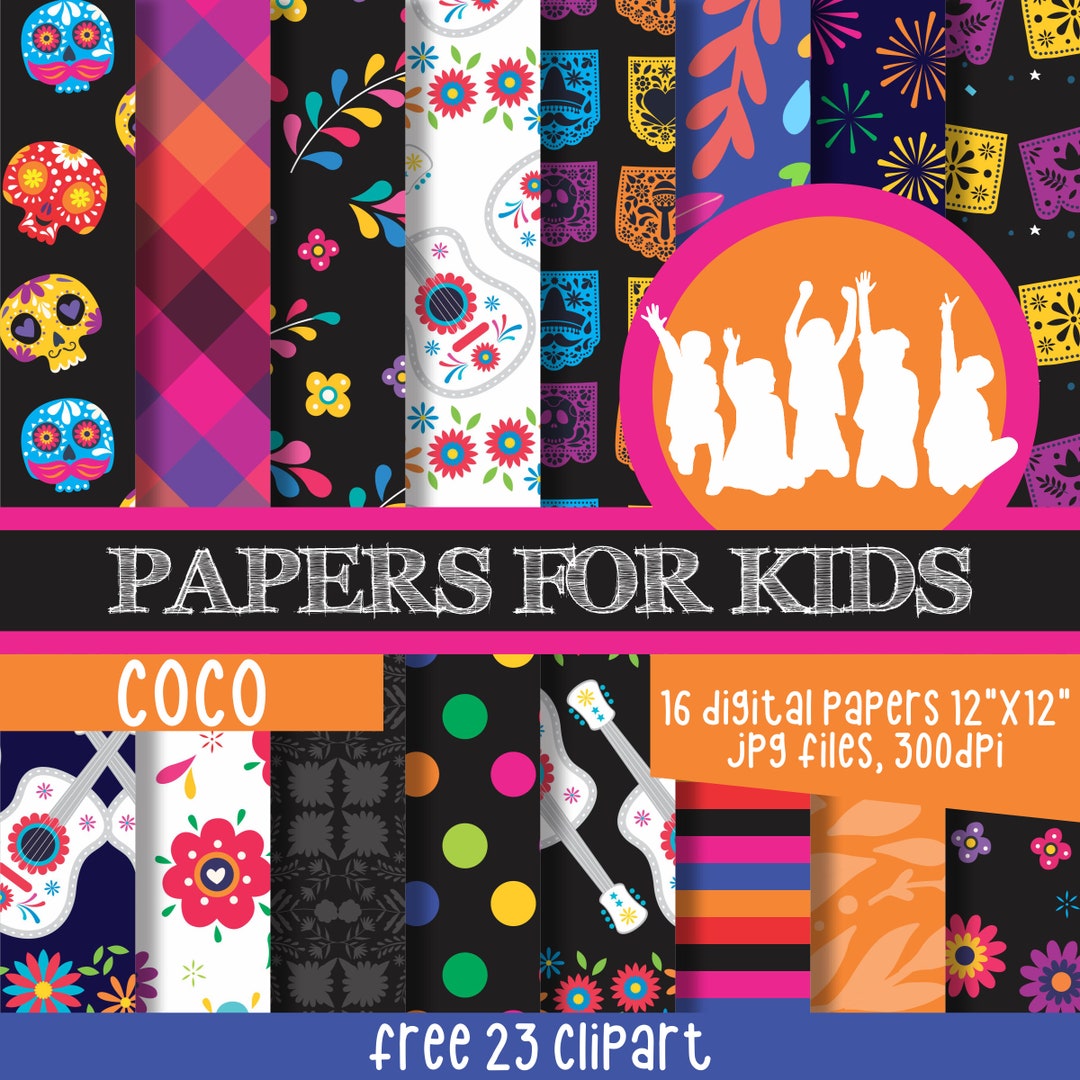 Coco, Digital Paper, Birthday, Mexican Celebration, Day of the Dead ...