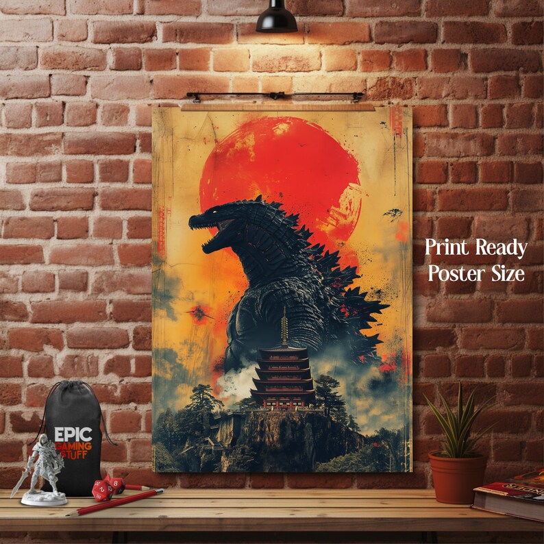 Kaiju Monster Attack Godzilla Inspired High Resolution Digital Art Set ...