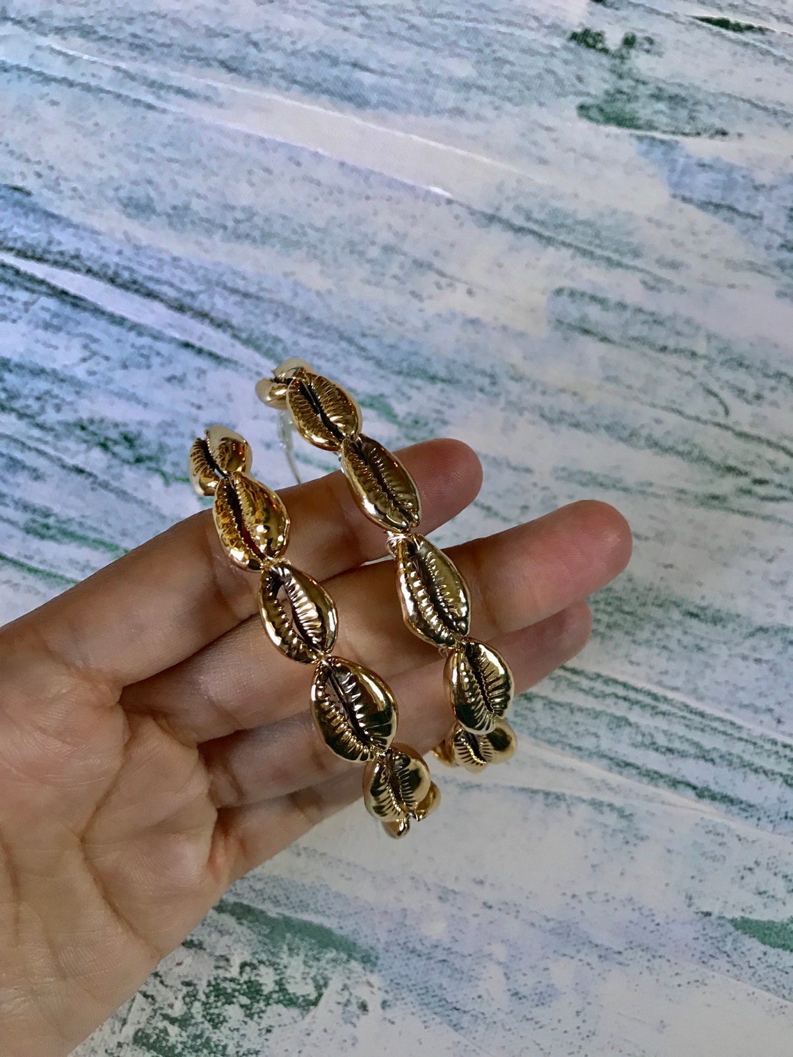 Cowrie Shell Hoops Cowrie Shell Hoops Vacation Shell - Etsy