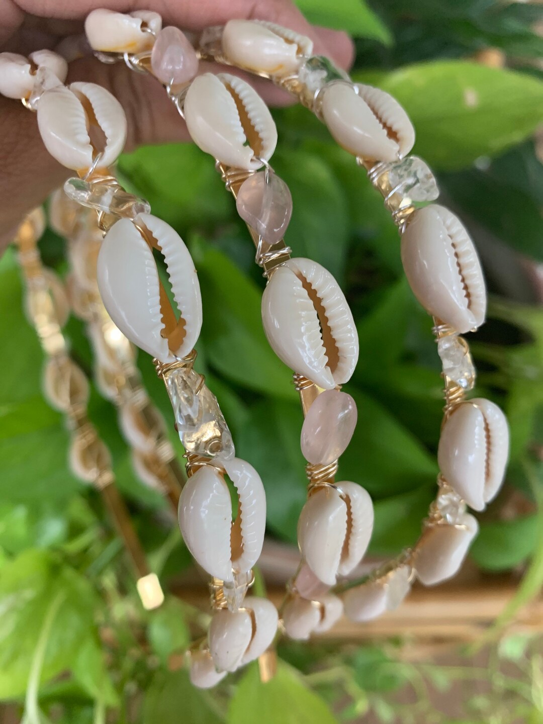 Cowrie Shell Headband, Cowrie Shell and Rose Quartz Headband, Mermaid ...