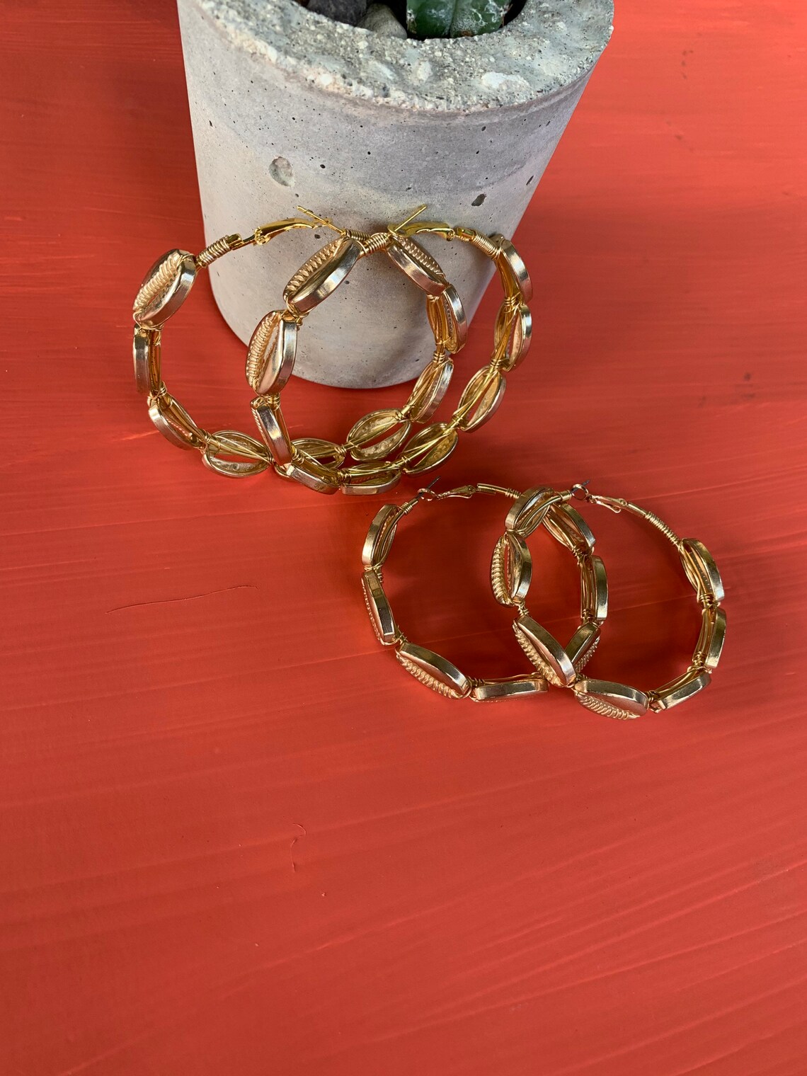 Cowrie Shell Hoops Cowrie Shell Hoops Vacation Shell - Etsy