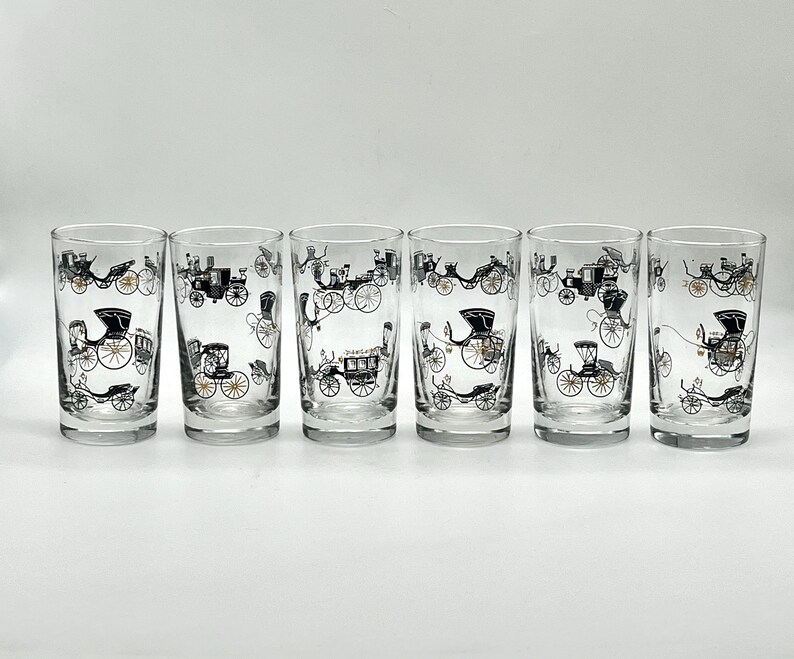 Midcentury 1960s Old-fashioned Carriage Motif Glasses - Etsy