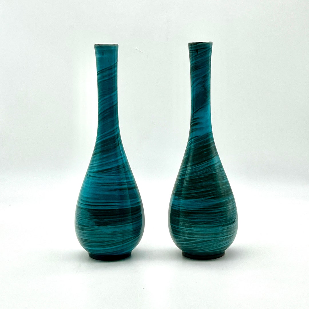 Pair of Turquoise Glazed Tear Drop Vases - Etsy
