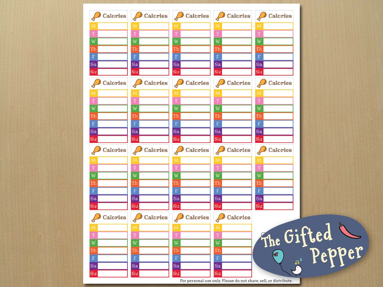 Daily Calorie Count Tracker Stickers printable. Food Diet | Etsy