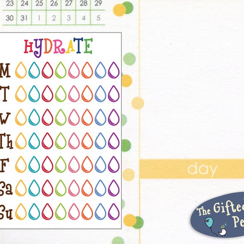 Daily Hydrate Water Bottle Tracker Stickers for Planners. - Etsy
