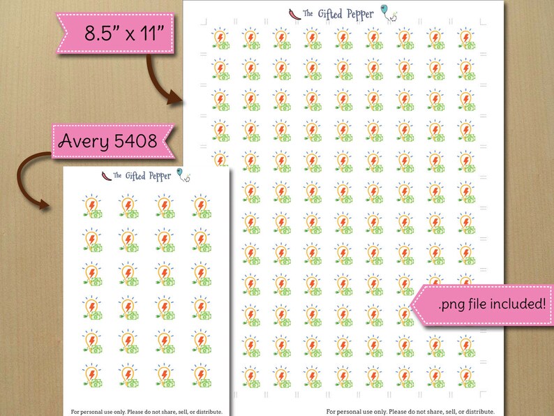 Electricity Bill Stickers printable. for Erin Condren | Etsy