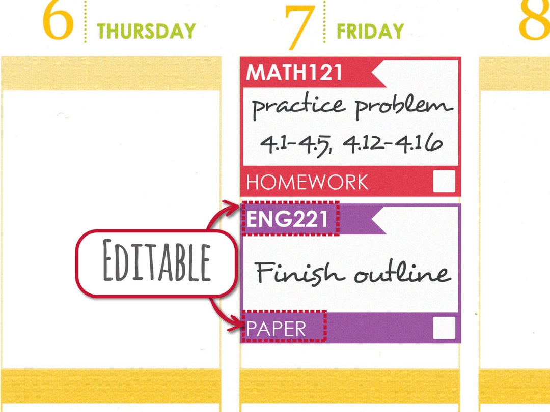 Editable Student Stickers printable. School College - Etsy