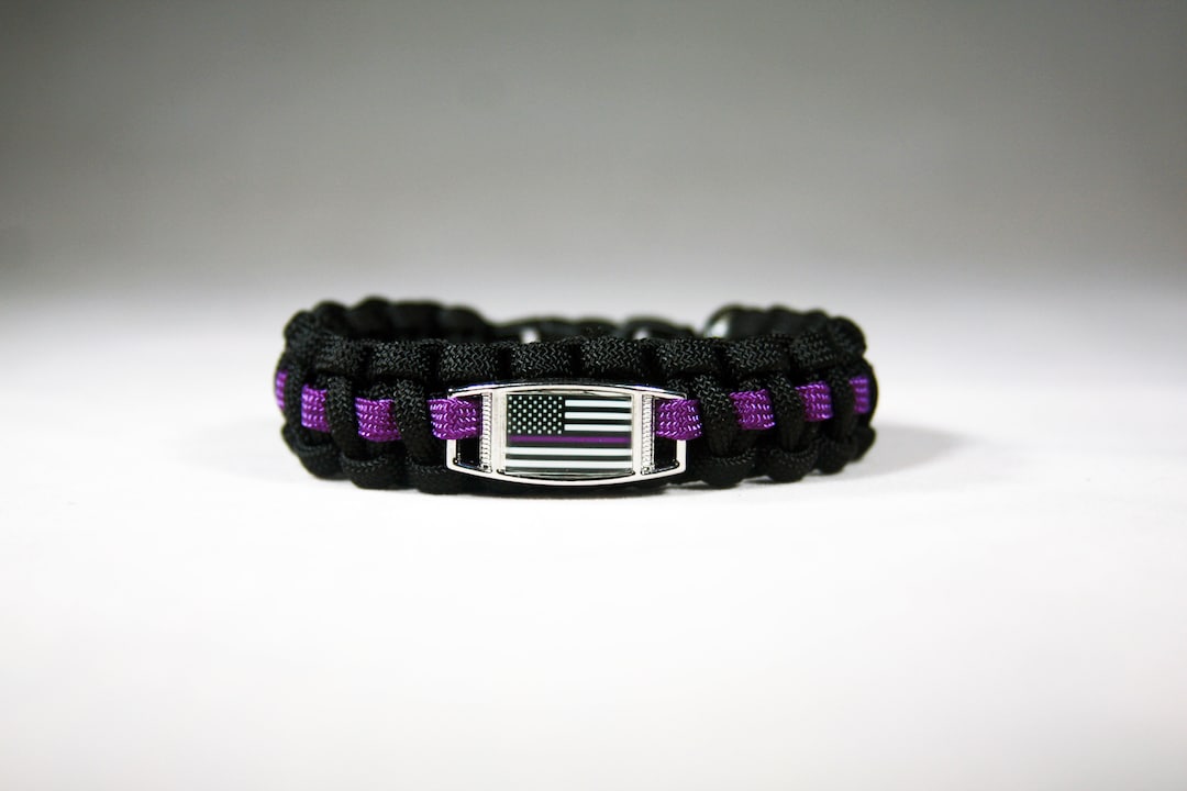Purple Line American Flag Paracord Charm Bracelet, American Flag With ...