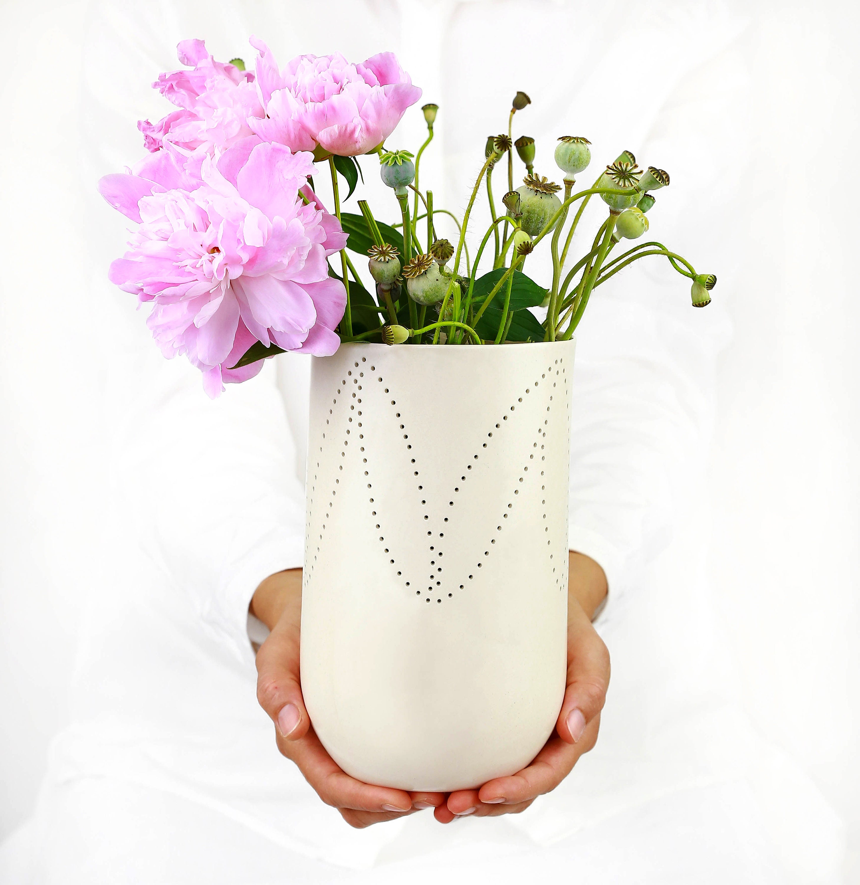 White Tube Vase. Handmade Ceramic Vase. Modern White Vase. | Etsy