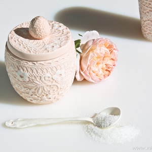 Handmade Ceramic Sugar Bowl. Porcelain Lace Delicate Sugar Jar. Clay ...