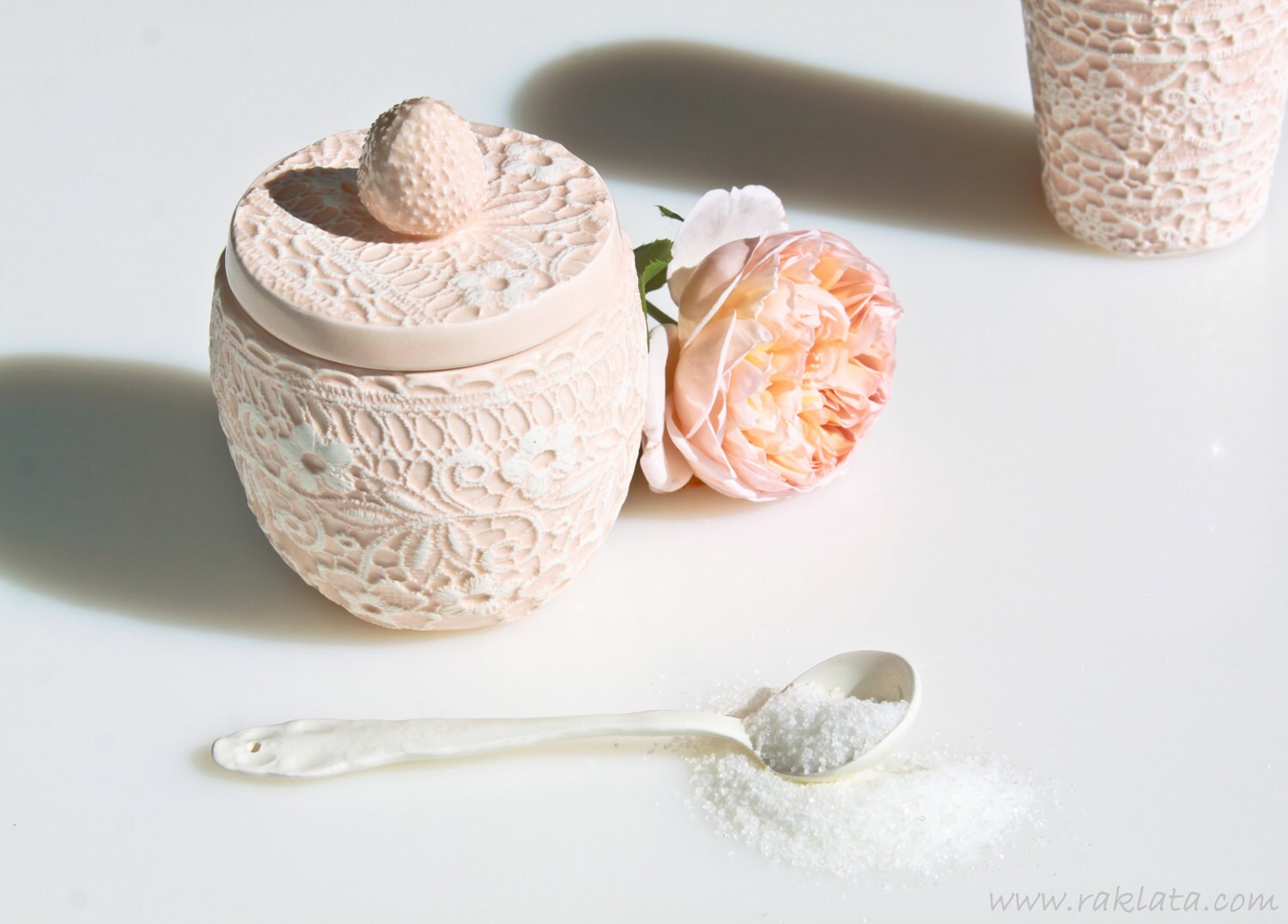 Handmade Ceramic Sugar Bowl. Porcelain Lace Delicate Sugar | Etsy