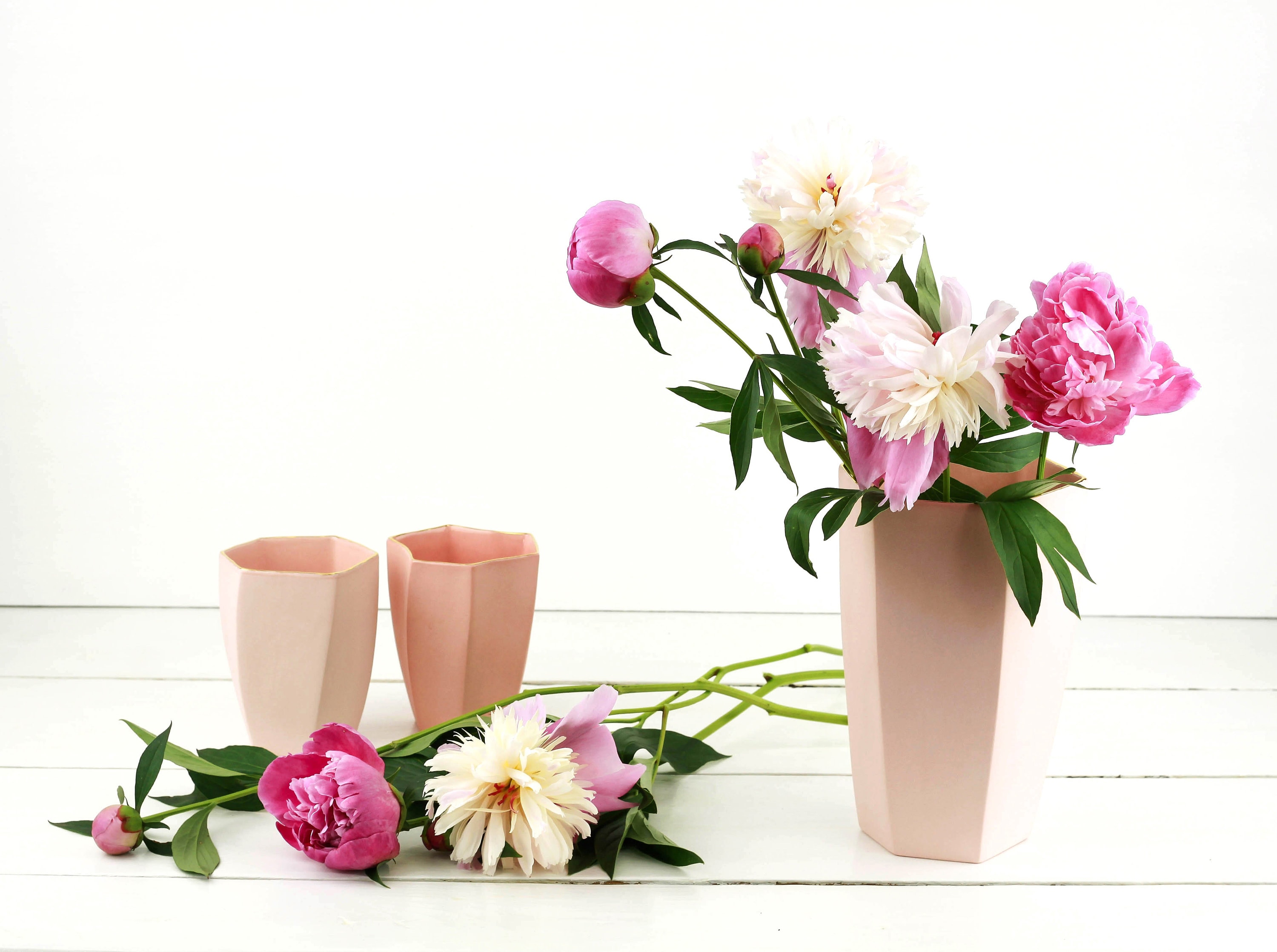 Geometric Minimalist Pink Porcelain Vase.handmade Contemporary Ceramic ...
