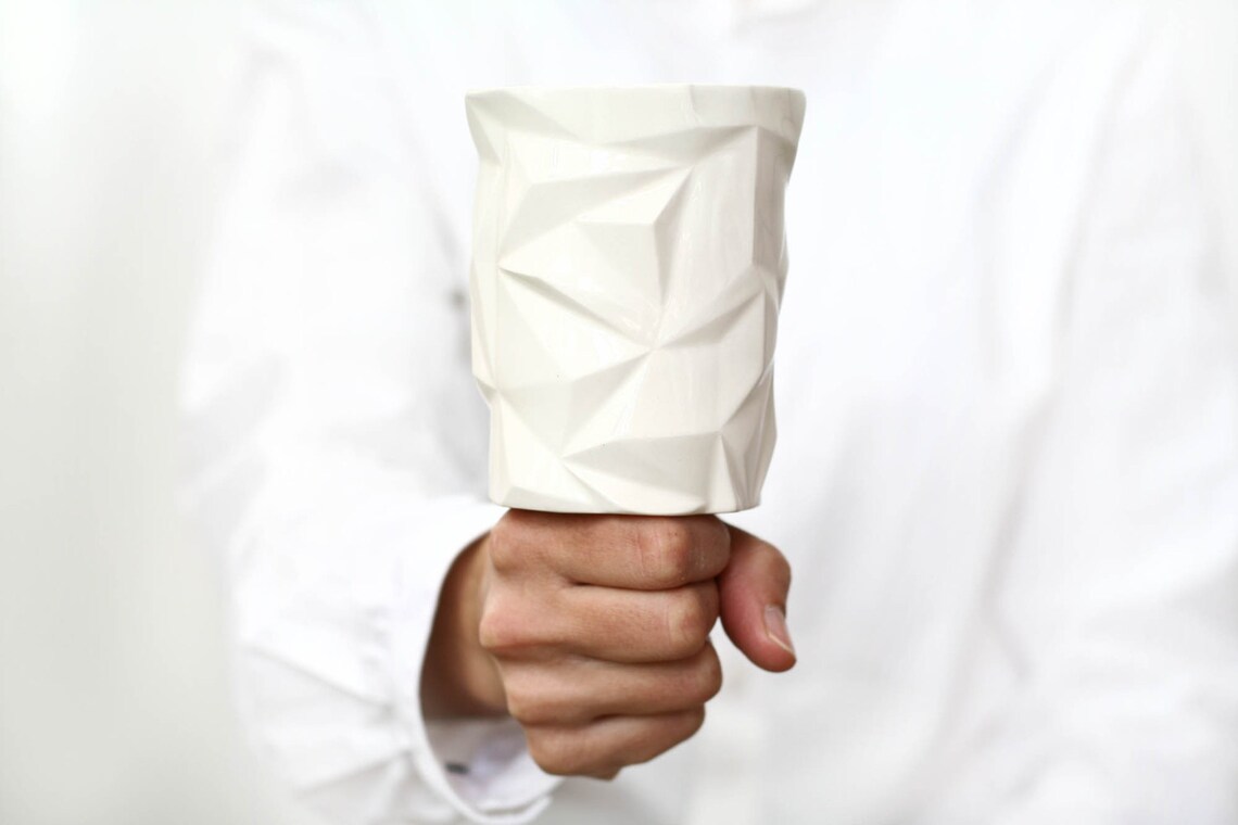 Origami Ceramic Mug. Minimalist Porcelain Mug.Triangle Minimal | Etsy